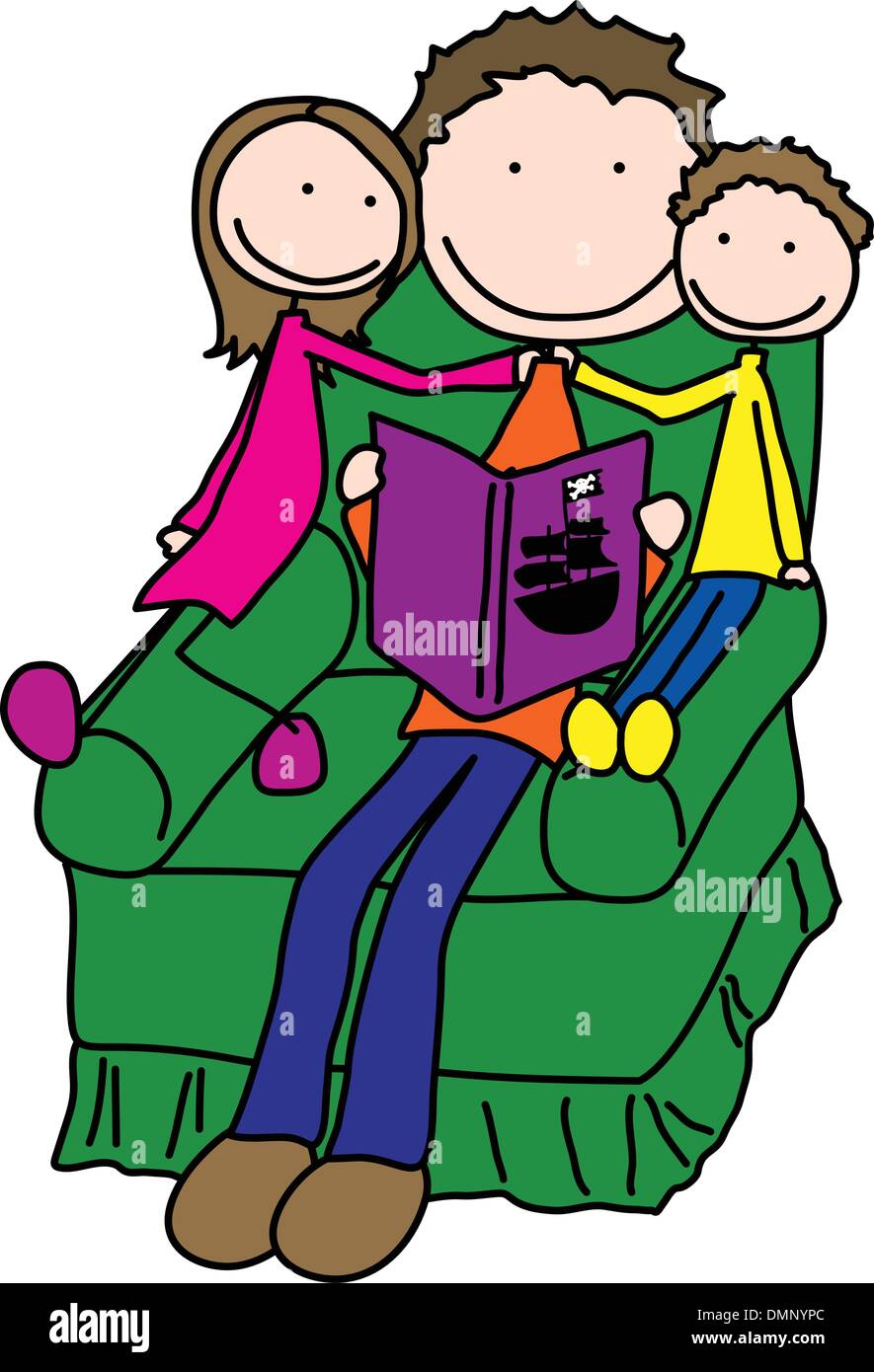 Father telling story to his children Stock Vector Images - Alamy