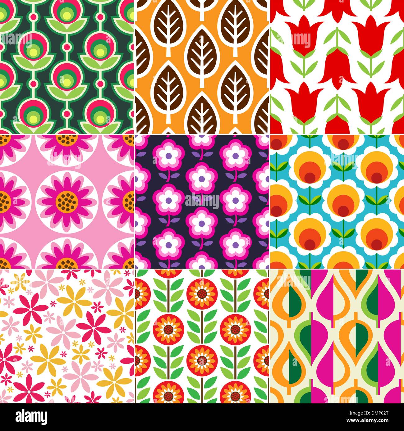 Retro style flower pattern Stock Vector Images - Alamy