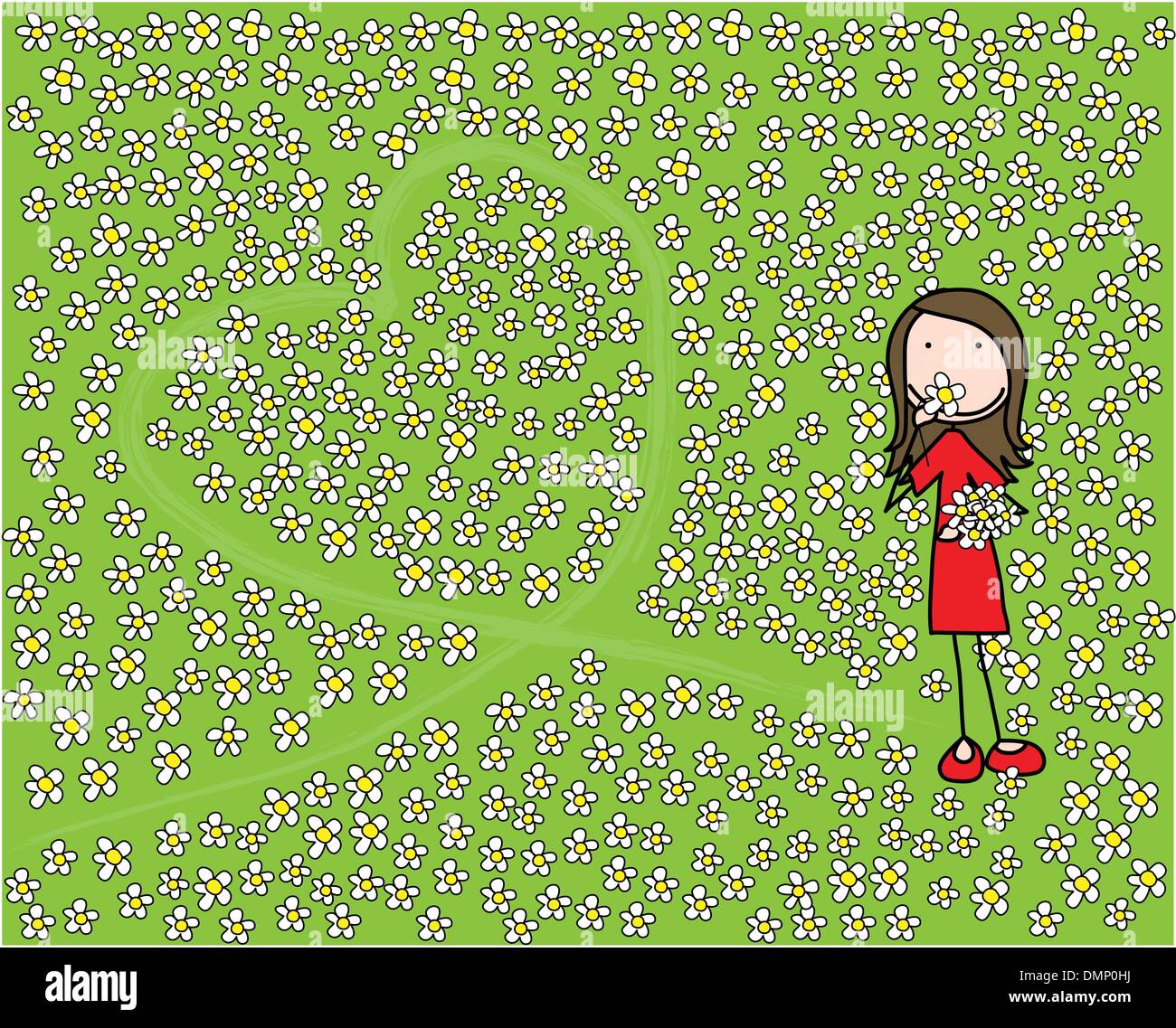 Girl picking flowers Stock Vector Images - Alamy
