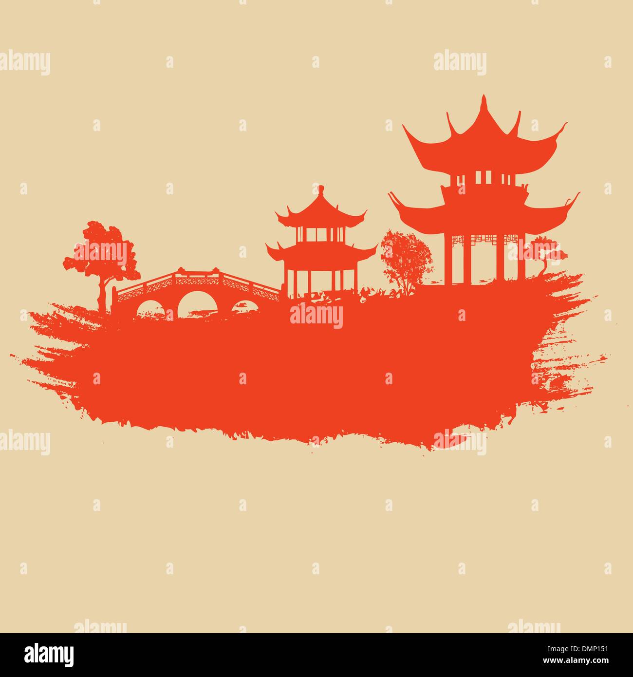 Old paper with asian landscape Stock Vector Image & Art - Alamy