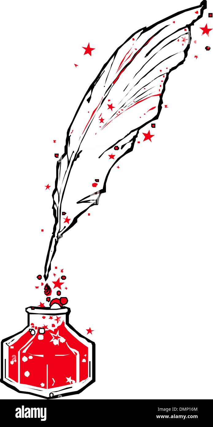 Pinfeather in an inkpot - isolated on white Stock Vector Image & Art ...