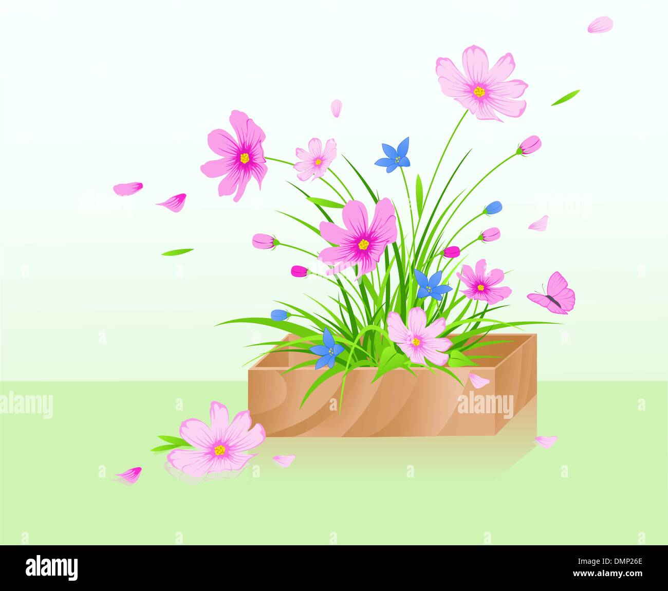 Wooden box with flowers Stock Vector Image & Art - Alamy