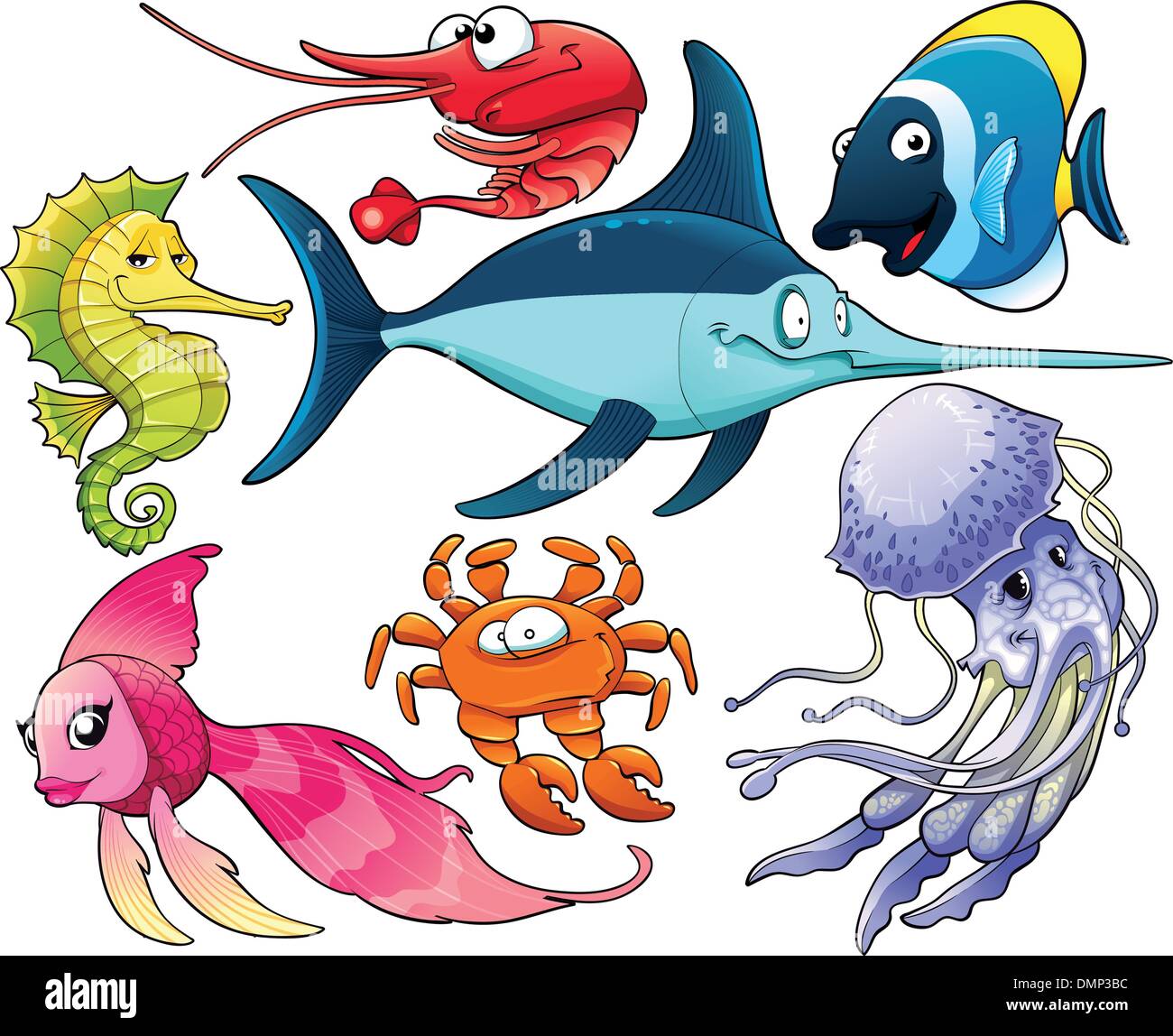 Shrimp crab jellyfish prawn Stock Vector Images - Alamy