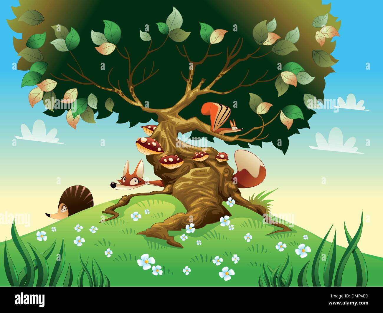 Cartoon landscape with animals Stock Vector Image & Art - Alamy