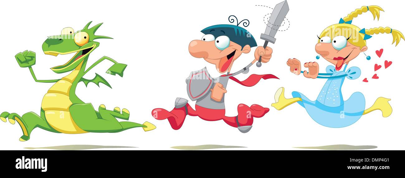 Dragon, Prince and Princess Stock Vector Image & Art - Alamy