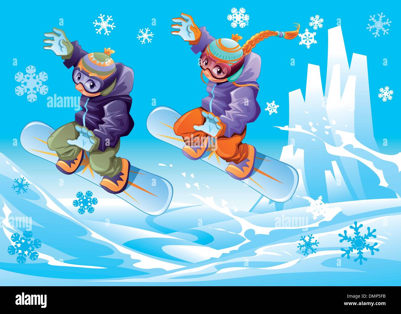 Cartoon boy snowboarding winter sport hi-res stock photography and ...