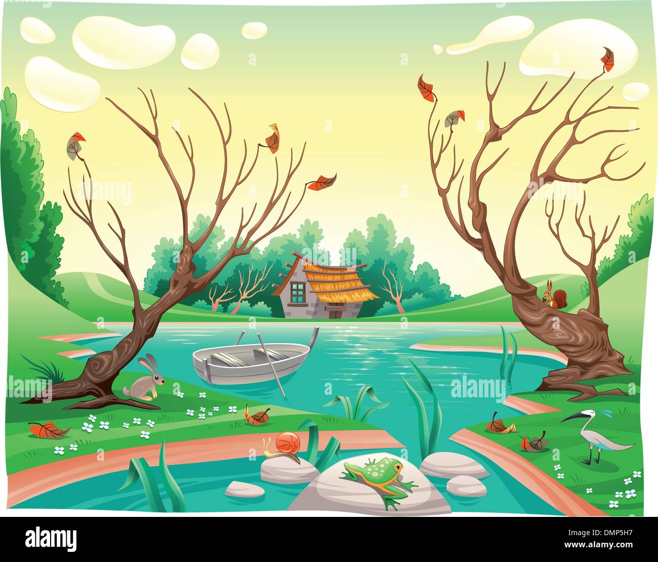 Pond and animals Stock Vector Image & Art - Alamy