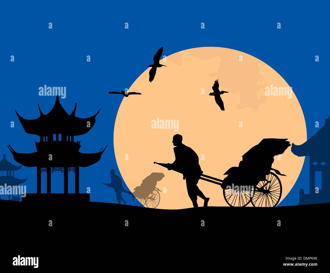 Chinese rickshaw in old Beijing Stock Vector Image & Art - Alamy