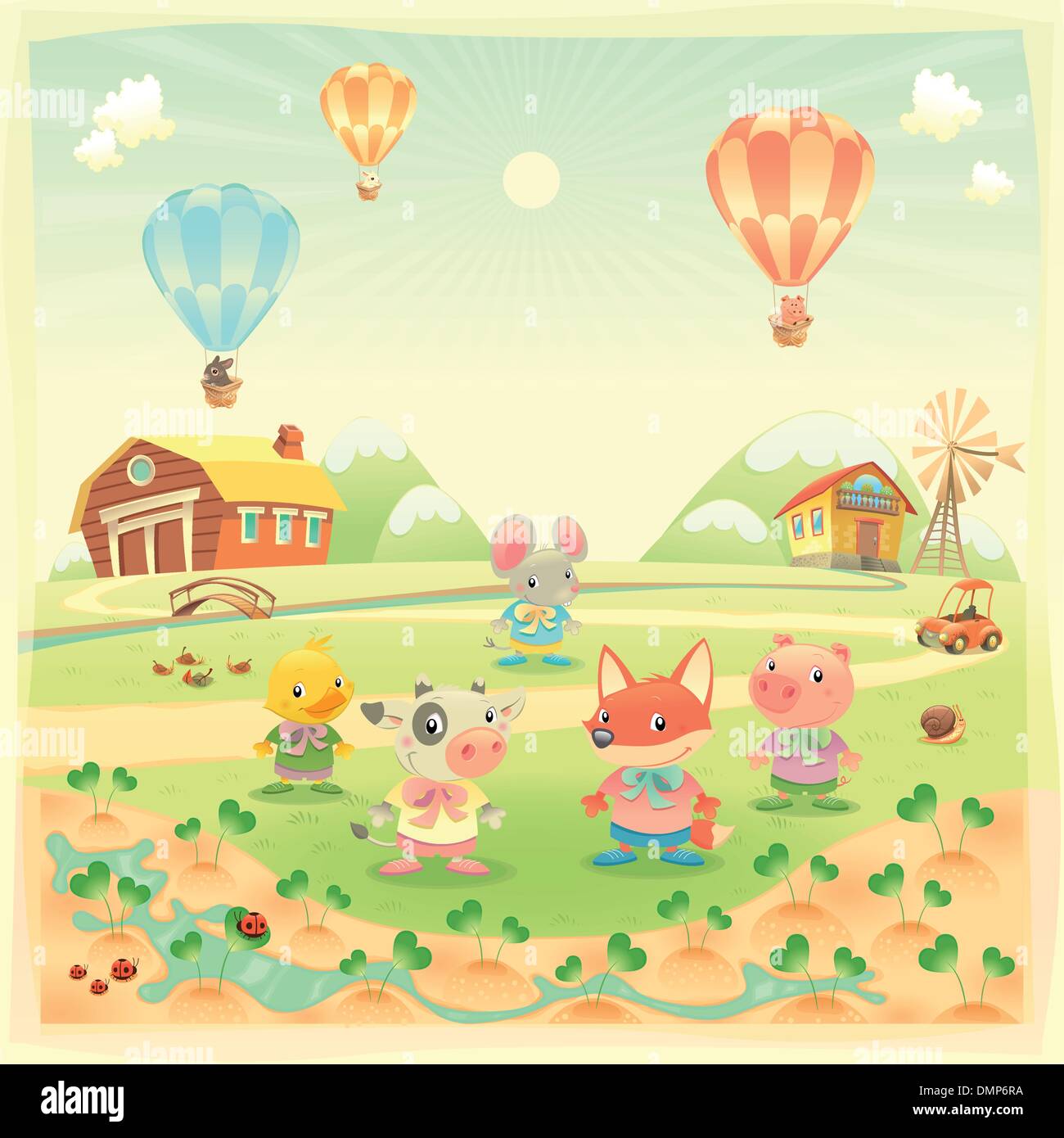 Baby farm animals in the countryside Stock Vector Image & Art - Alamy