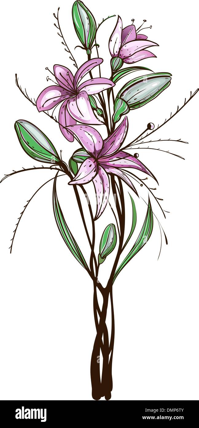 Lily flower bunch flowers Stock Vector Images - Alamy