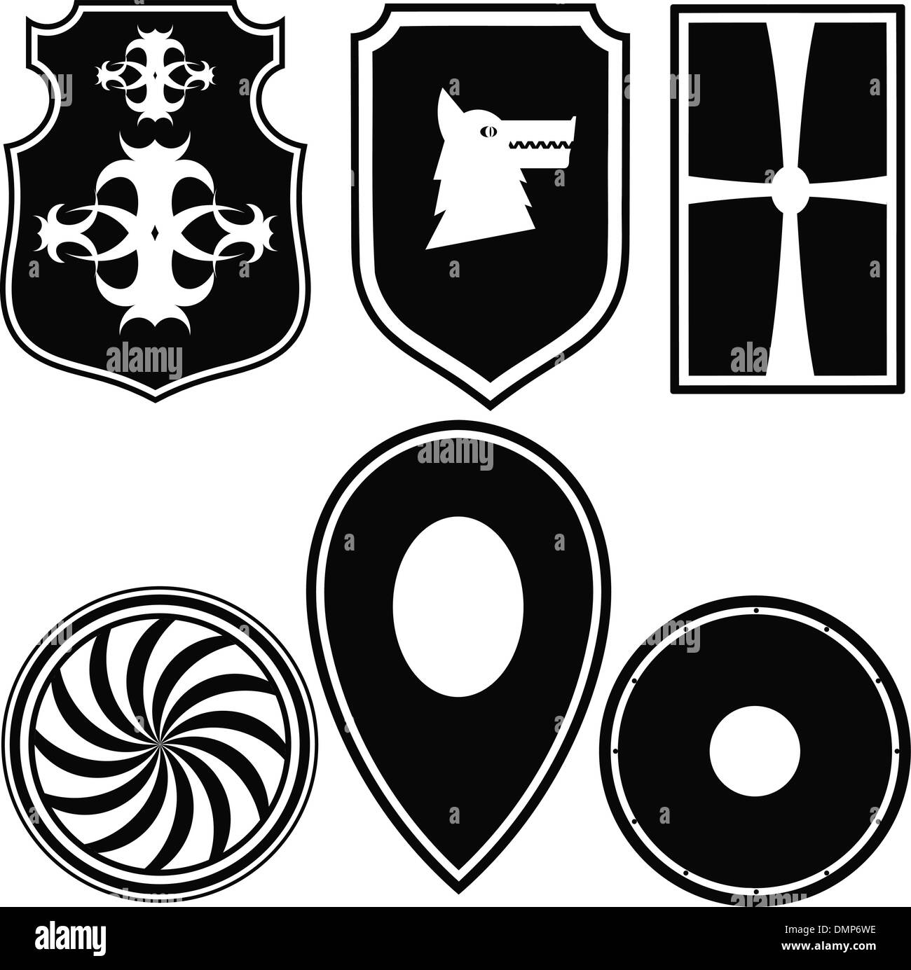 A set of silhouettes of military shields Stock Vector Image & Art - Alamy