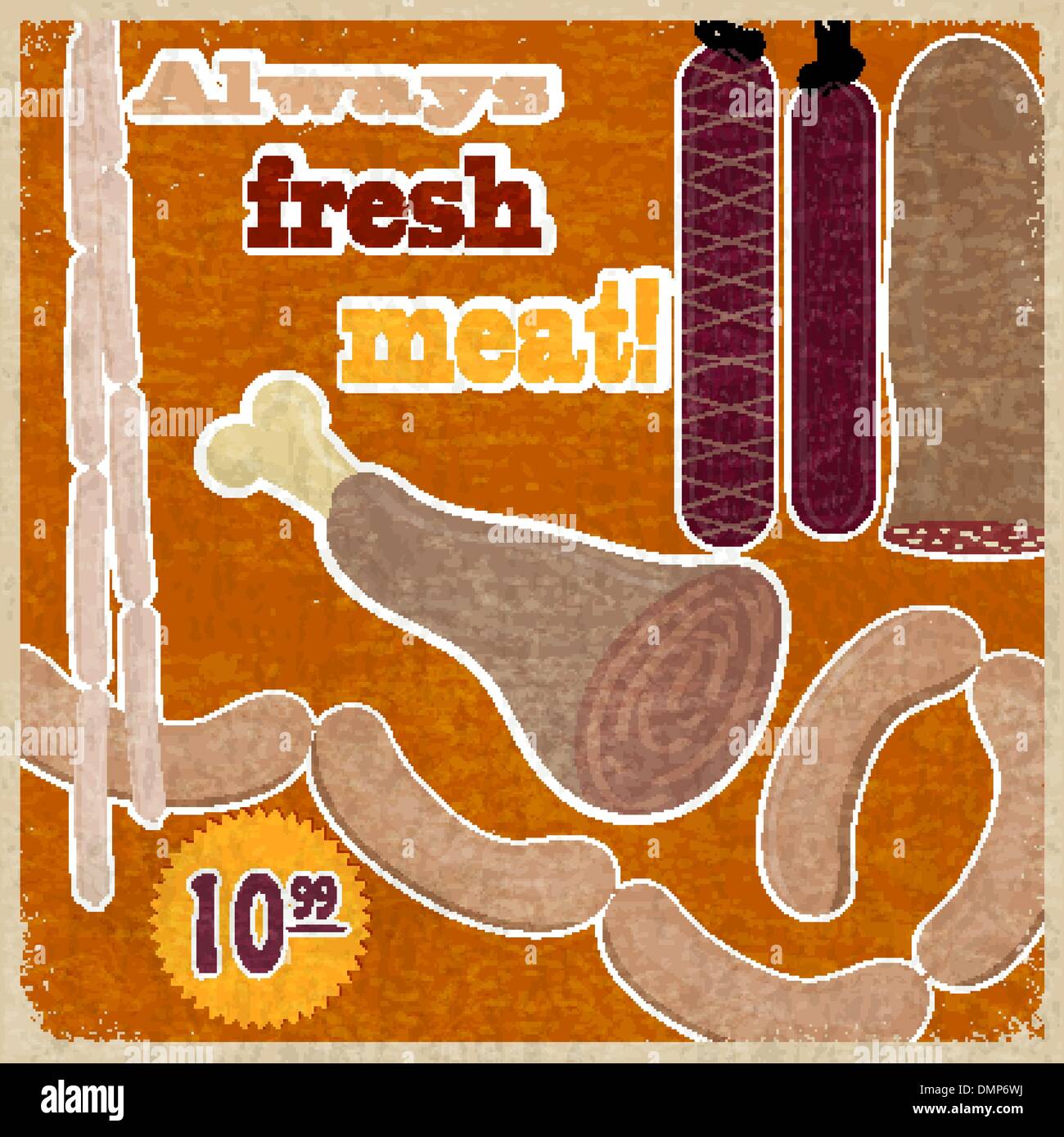 Vintage card with a picture of meat products Stock Vector Image & Art ...