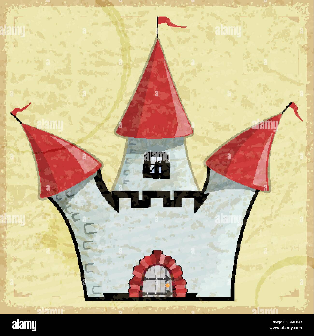 Vintage card with a picture of an old Cartoon castle Stock Vector Image ...