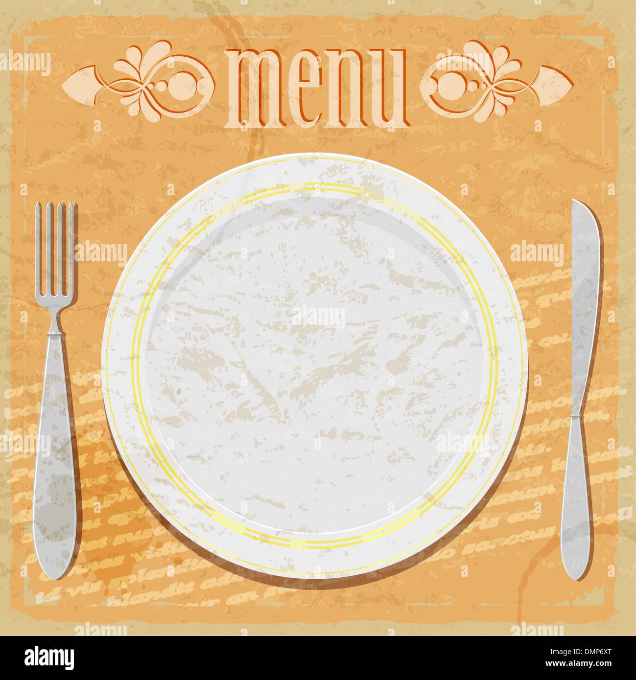 Vintage card - the restaurant menu - featuring plates, knife and Stock ...