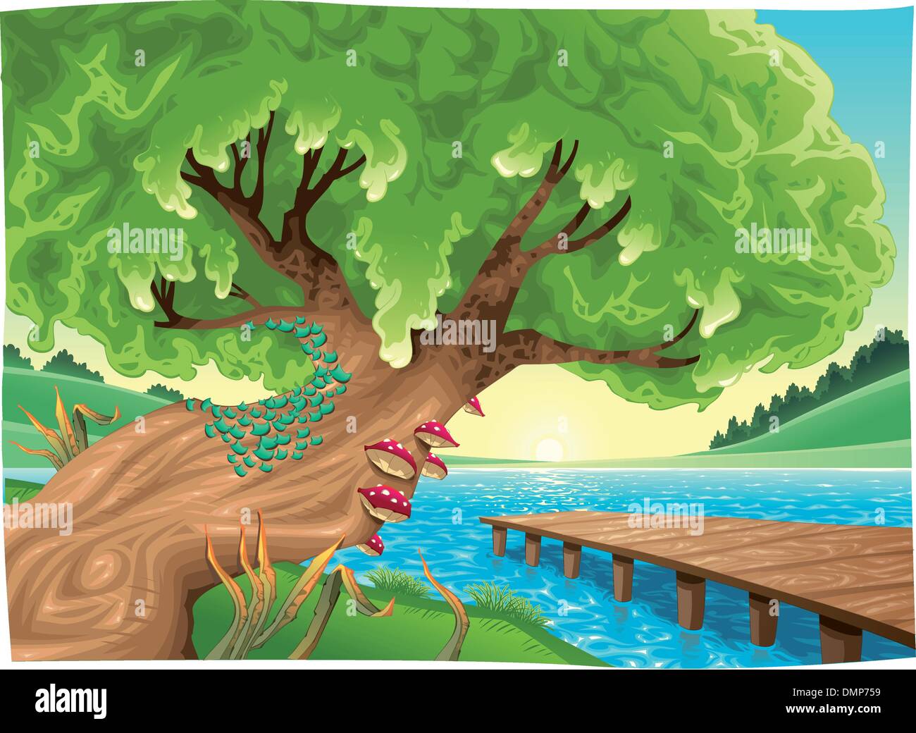 Landscape with water Stock Vector Image & Art - Alamy