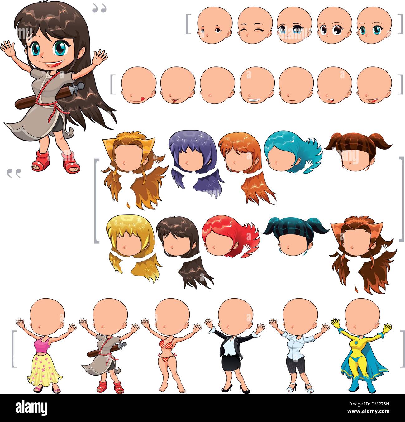 Avatar girl, vector illustration, isolated objects Stock Vector Image ...