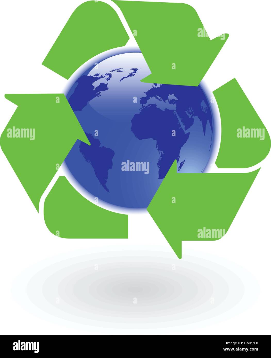 the vector blue world globe with recycling symbol Stock Vector Image ...