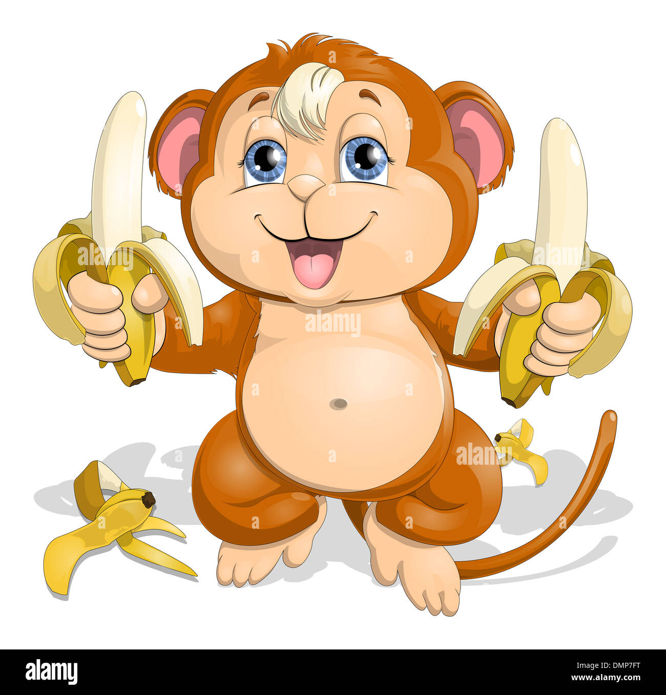Two Cartoon Monkeys With Bananas