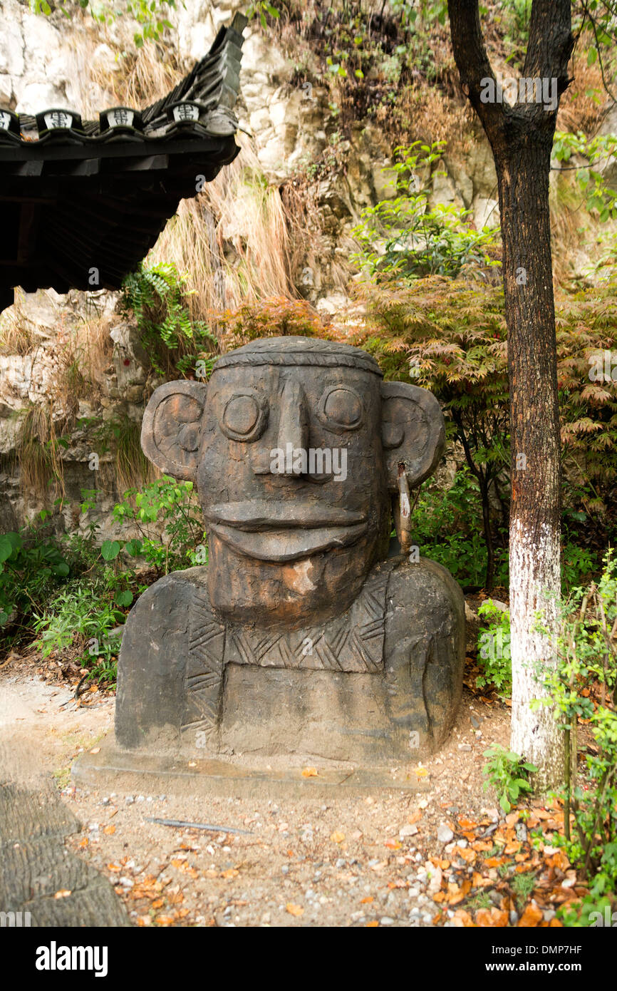 Primitive head sculptures China Stock Photo - Alamy