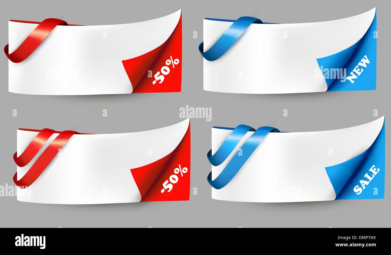 Red and blue sale banners with ribbons. Vector Stock Vector Image & Art ...