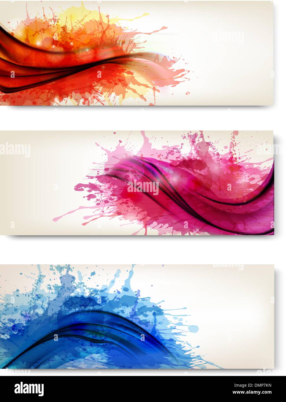 Collection of colorful abstract watercolor banners. Vector illus Stock ...