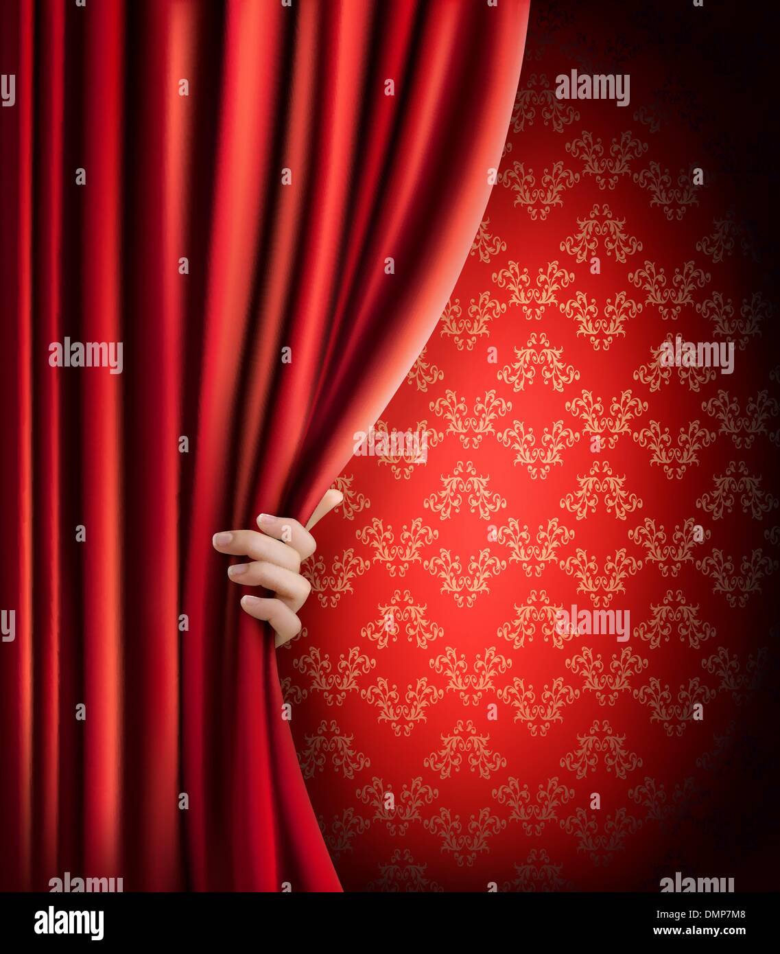Red Velvet Curtain Vector