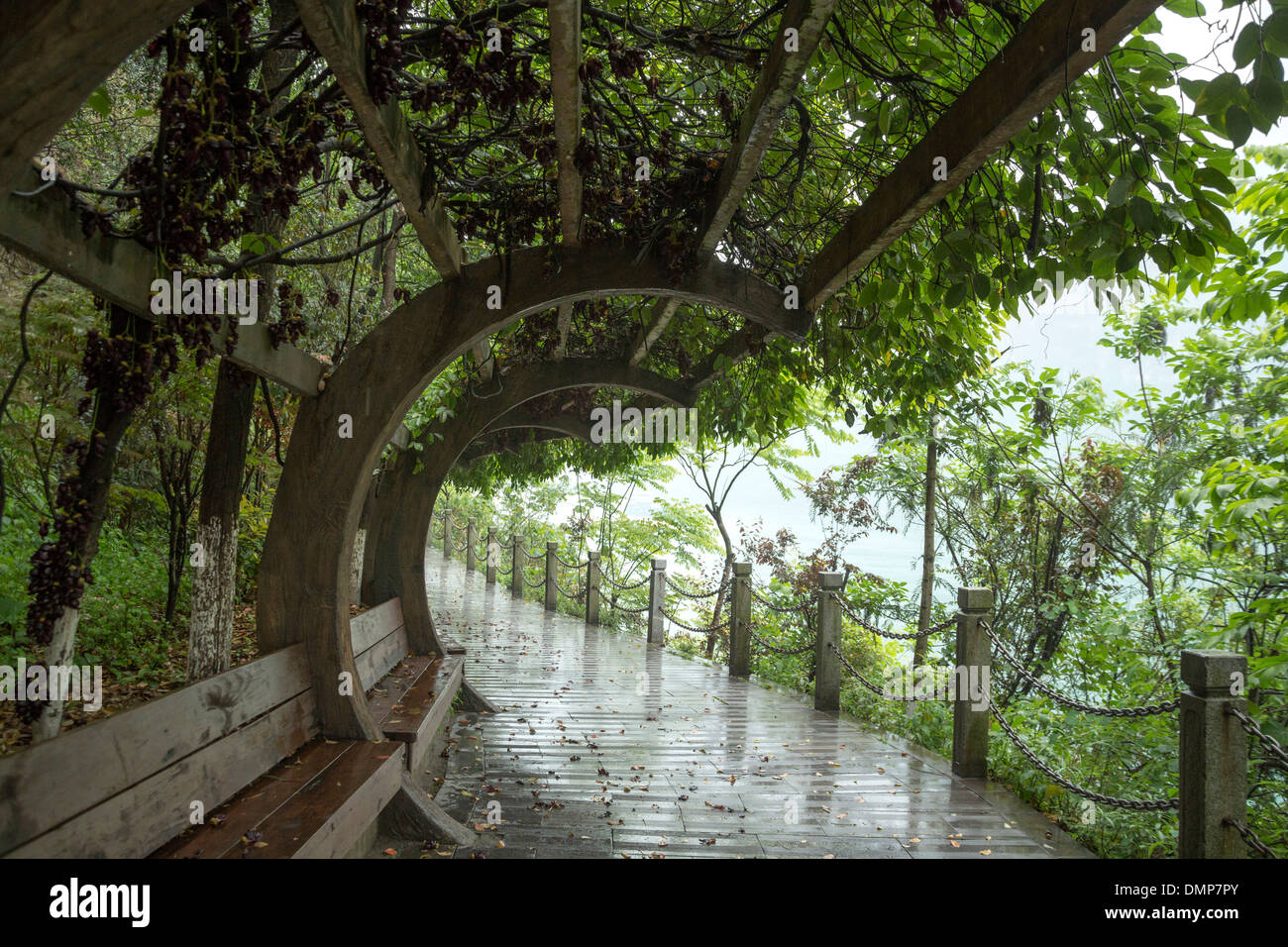 A path and walkway along the Daning River in the Lesser Three Gorges ...