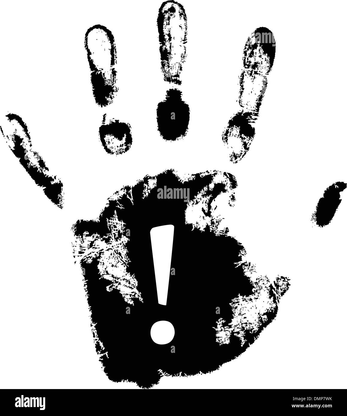 vector hand print with exclamation mark Stock Vector Image & Art - Alamy