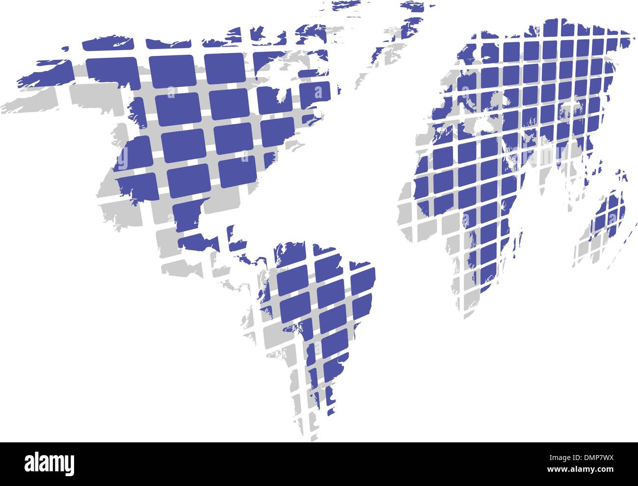 Pixelated blue world map hi-res stock photography and images - Alamy