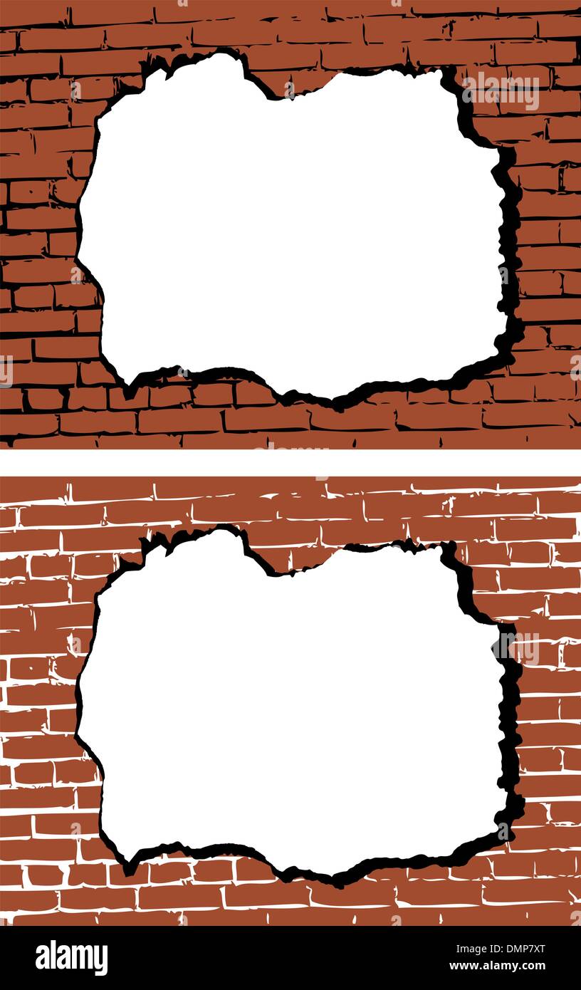 the vector brick wall with hole Stock Vector Image & Art - Alamy