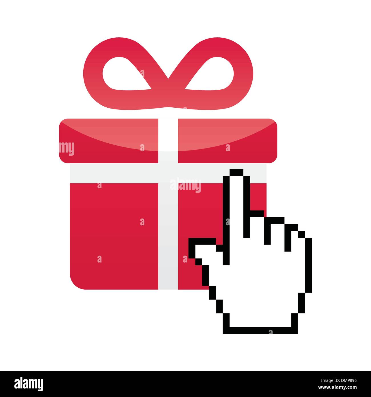 Red present icon with cursor hand vector Stock Vector Image & Art - Alamy