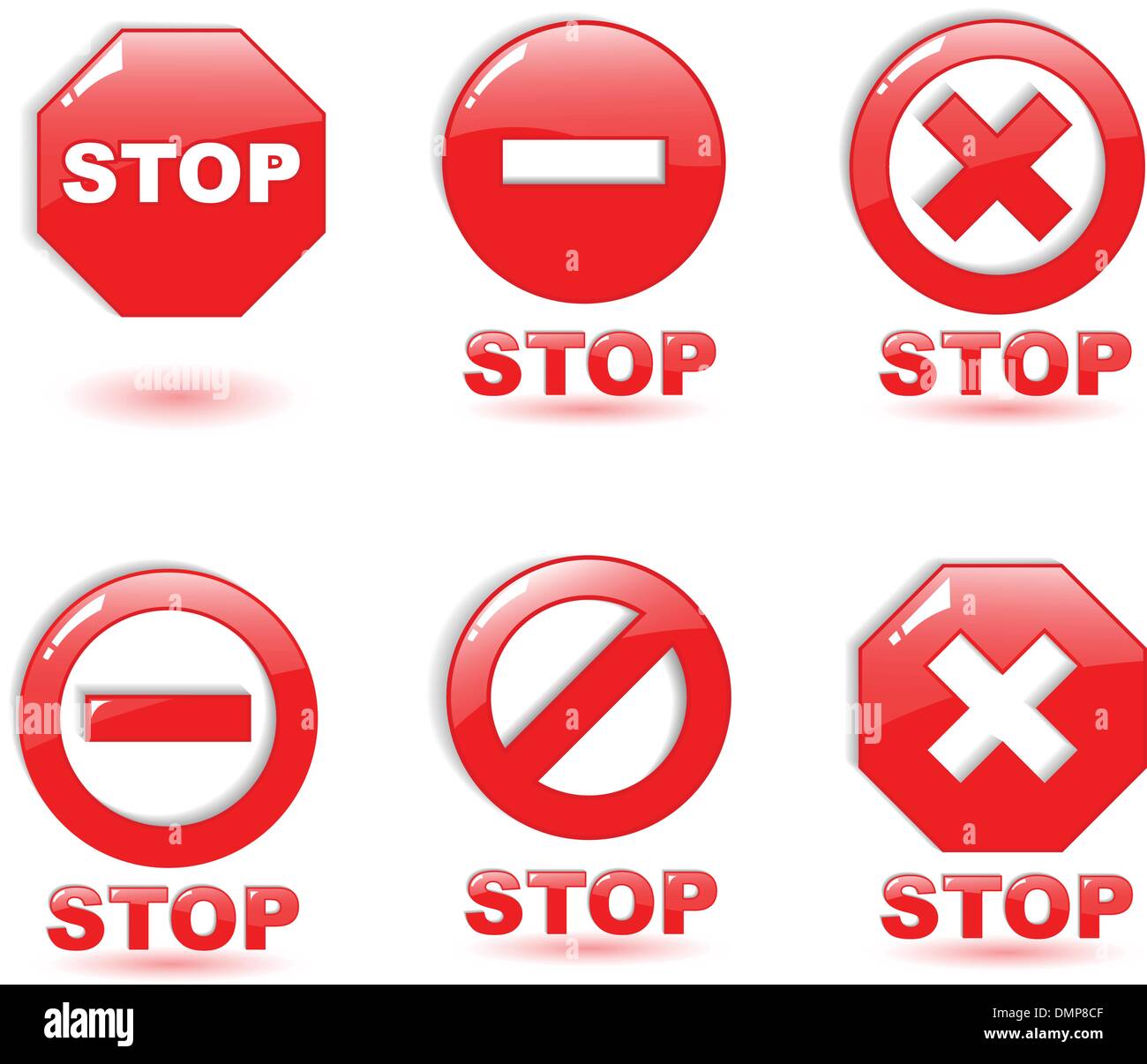 the red vector stop symbol on white Stock Vector Image & Art - Alamy