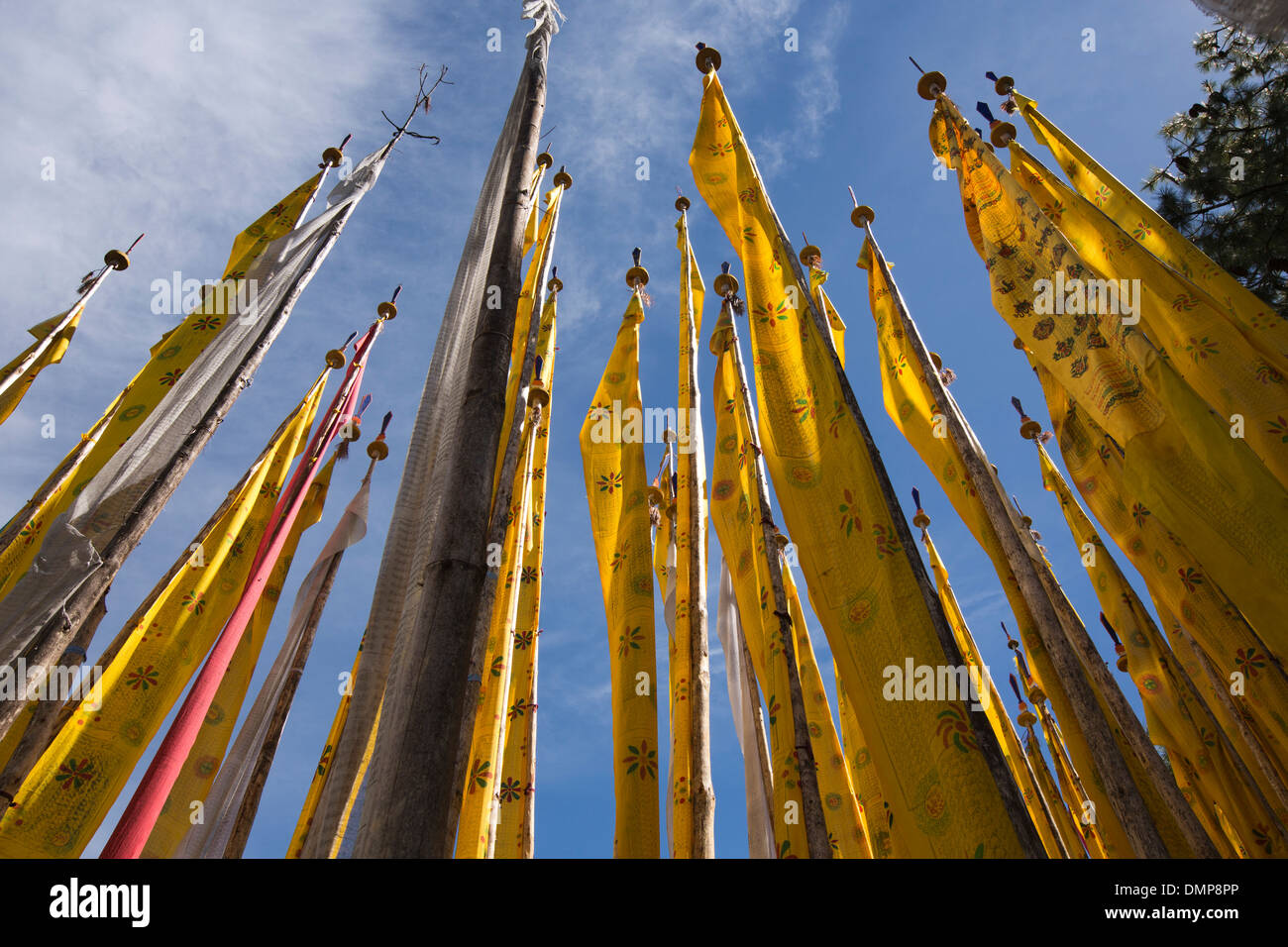 Bhutan, Bumthang Valley, Kurjey Lhakang, monastery, colourful prayer ...
