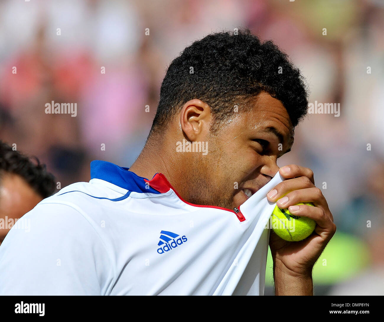 Jo-Wilfried Tsonga of Frances during Men's Doubles Tennis final match ...