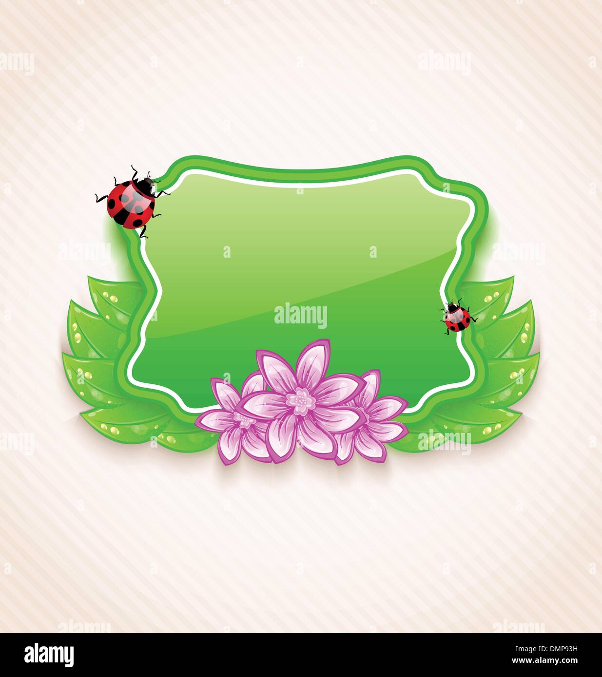 Cute spring card with flower, leaves, lady-beetle Stock Vector Image ...