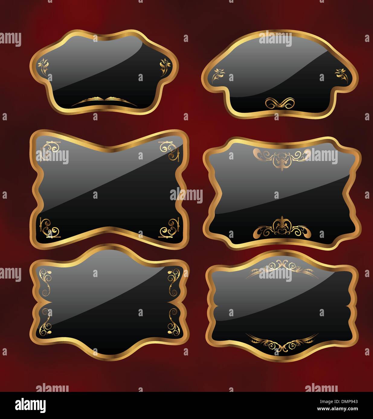 Set gold vintage labels with design elements Stock Vector Image & Art ...