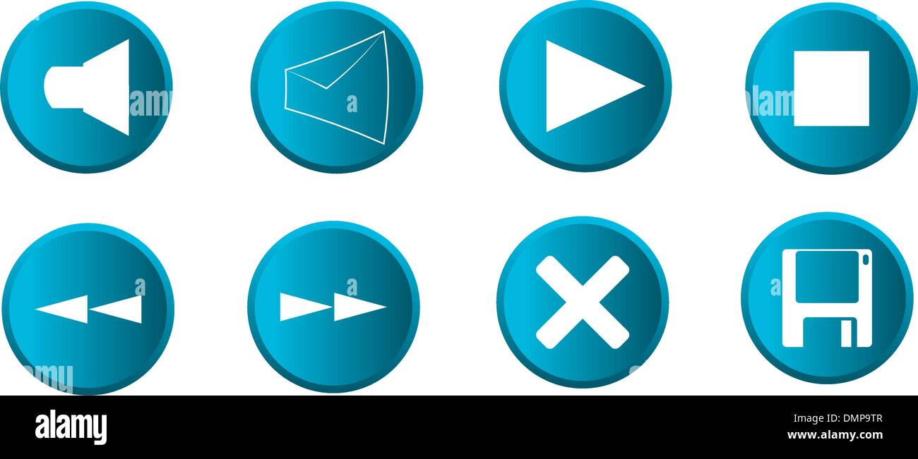 set of 8 blue web icons #1 Stock Vector Image & Art - Alamy