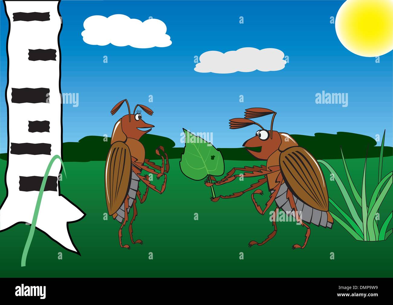 Spring. May. The enamoured bug Stock Vector Image & Art - Alamy