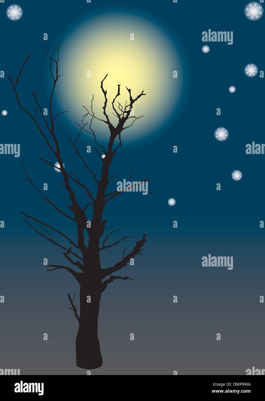 Dead trees on a background of the full moon Stock Vector Image & Art ...