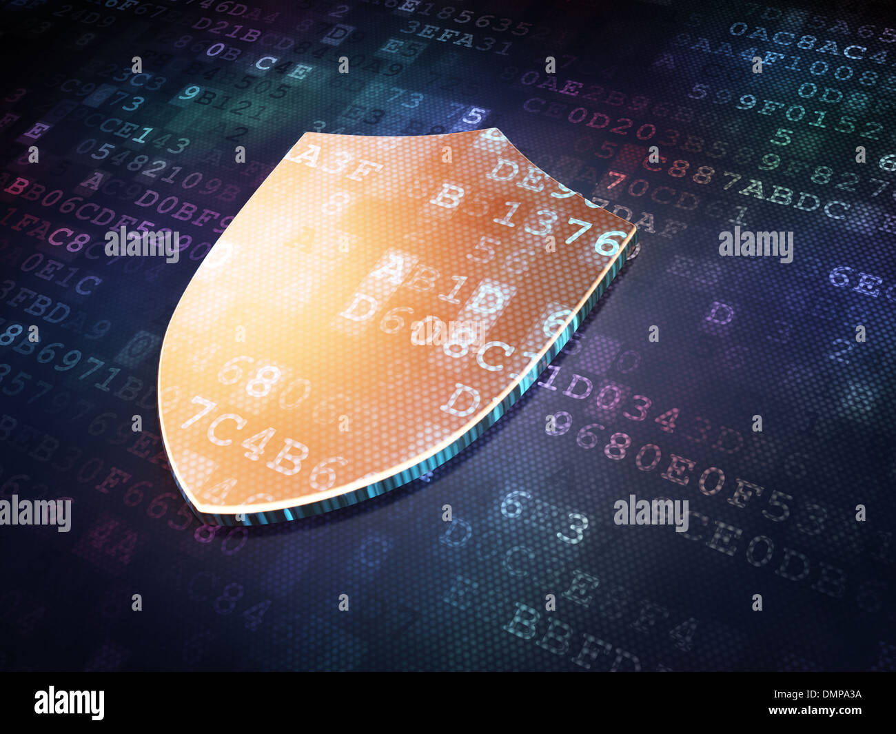Security concept: Golden Shield on digital background Stock Photo - Alamy