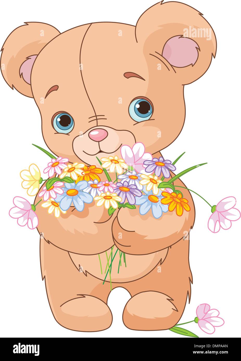 Teddy Bear Giving Bouquet Stock Vector Image And Art Alamy