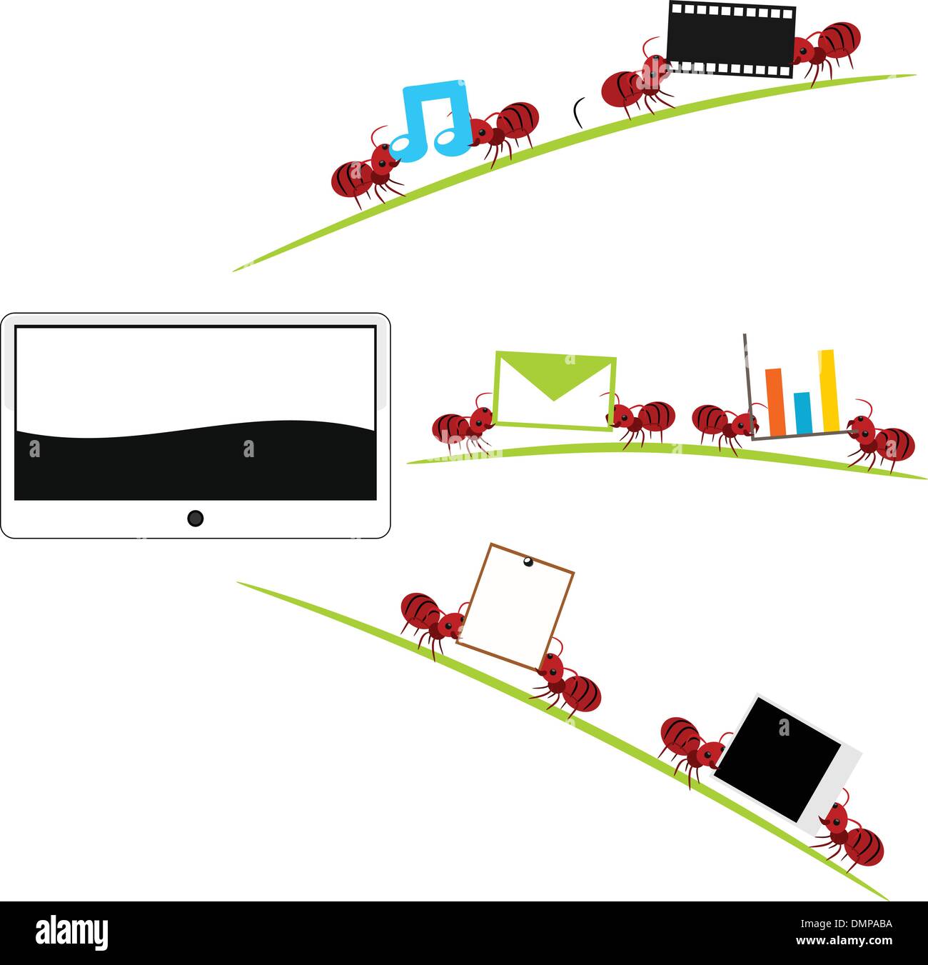 All in one tablet and red ants illustration Stock Vector Image & Art ...