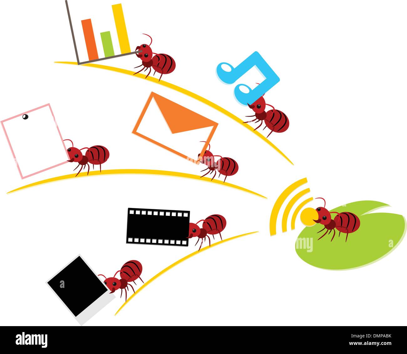 Red ants wireless lan teamwork illustration Stock Vector Image & Art - Alamy