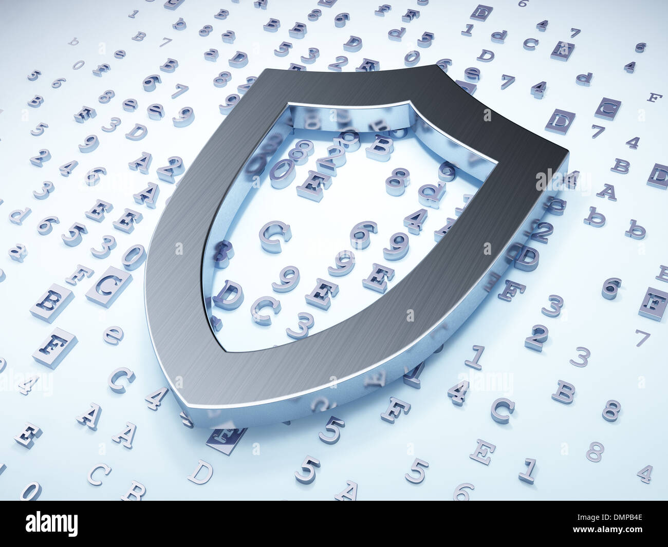 Safety concept: Silver Contoured Shield on digital background Stock ...