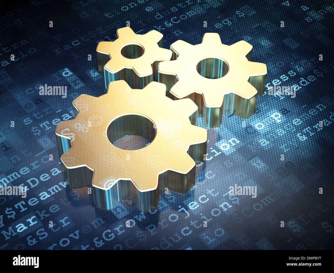 Golden gears digital background hi-res stock photography and images - Alamy