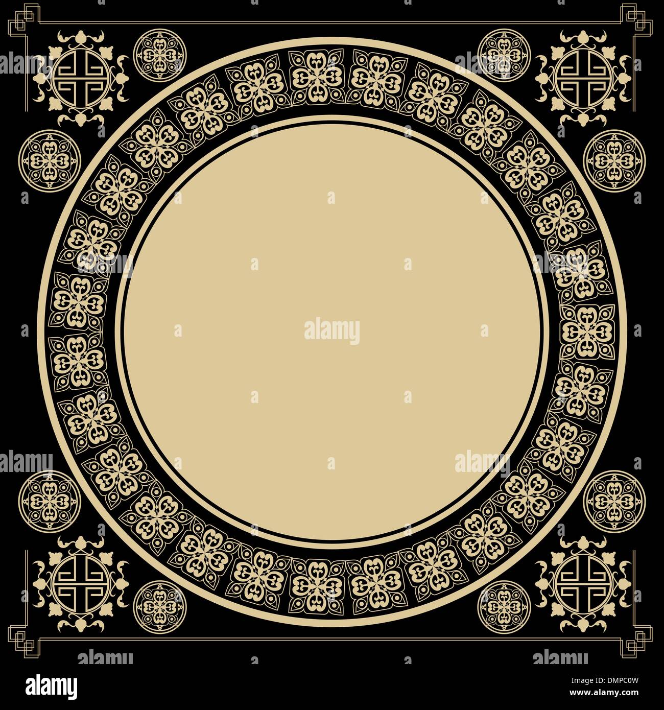 Vintage square background with round Gothic design elements Stock ...