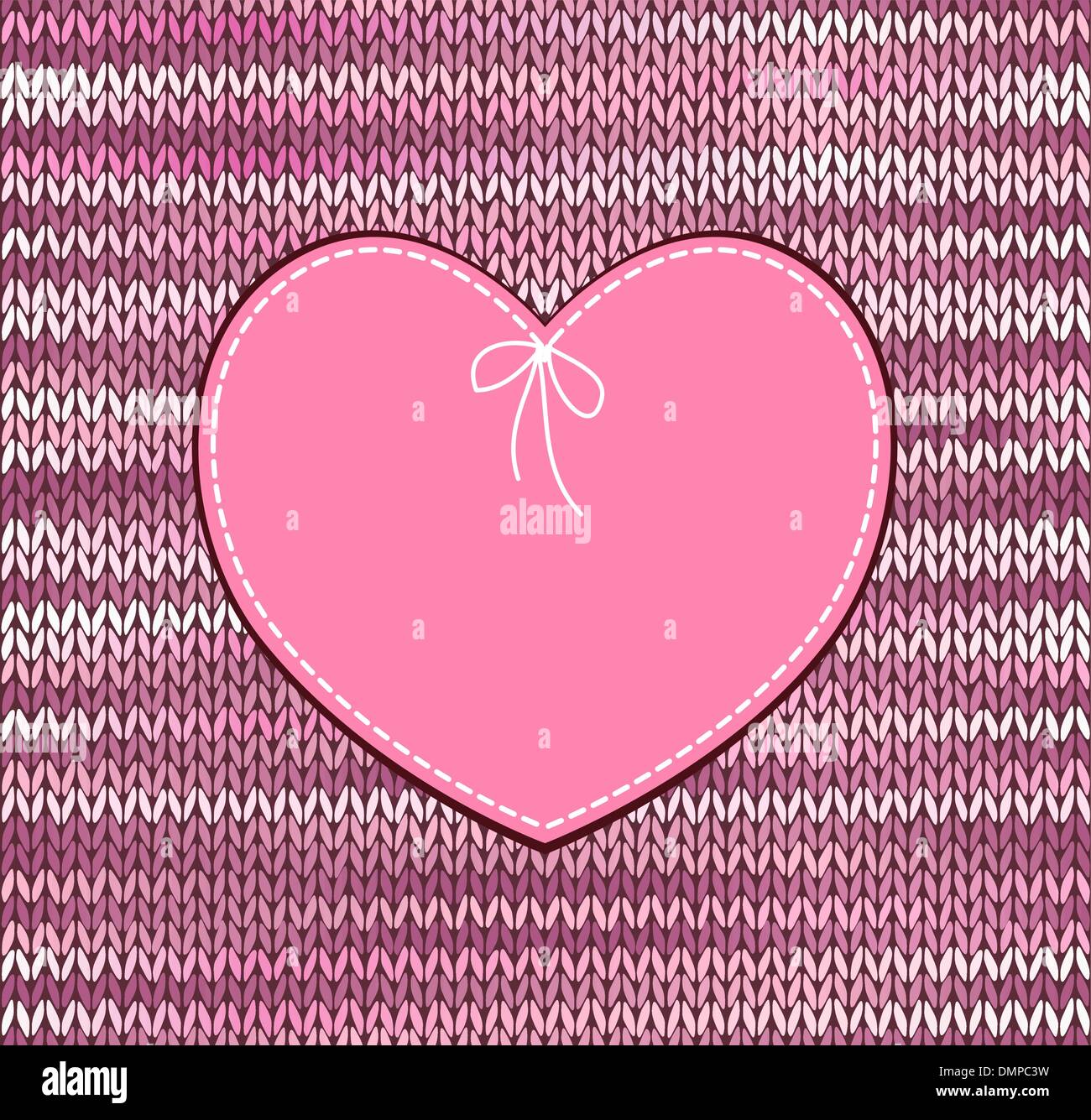 Vintage Heart Shape Design with Knitted Pattern Stock Vector Image ...