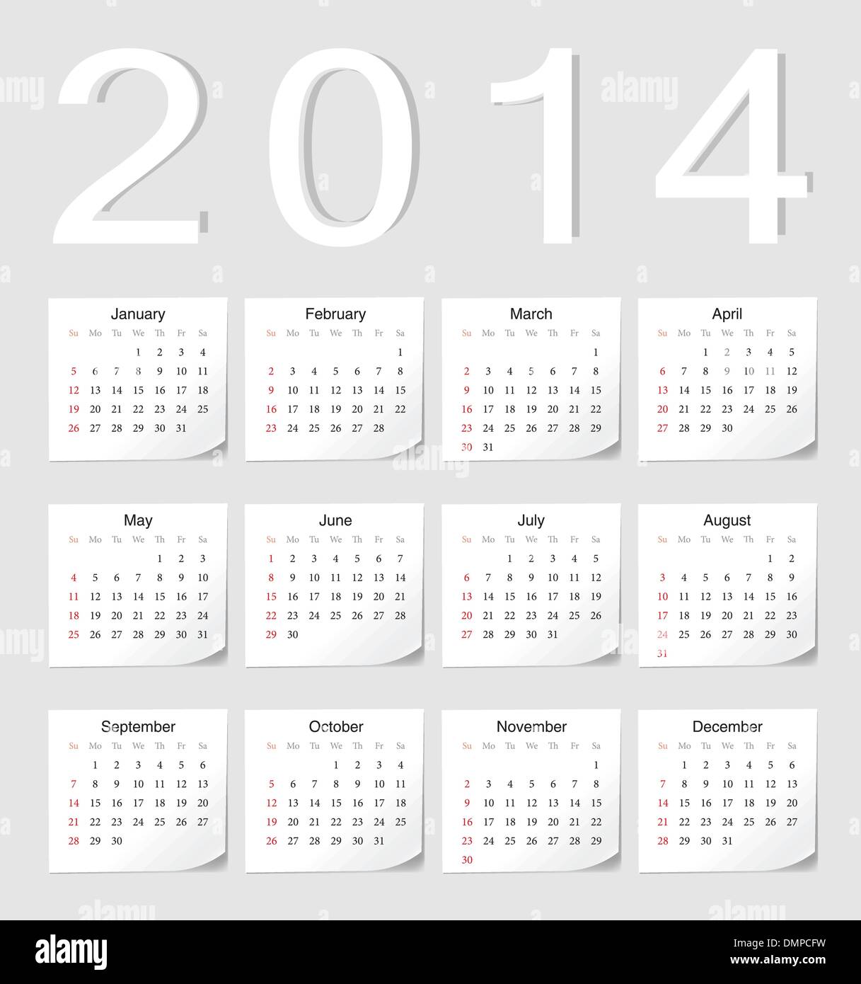European 2014 calendar Stock Vector Image & Art - Alamy