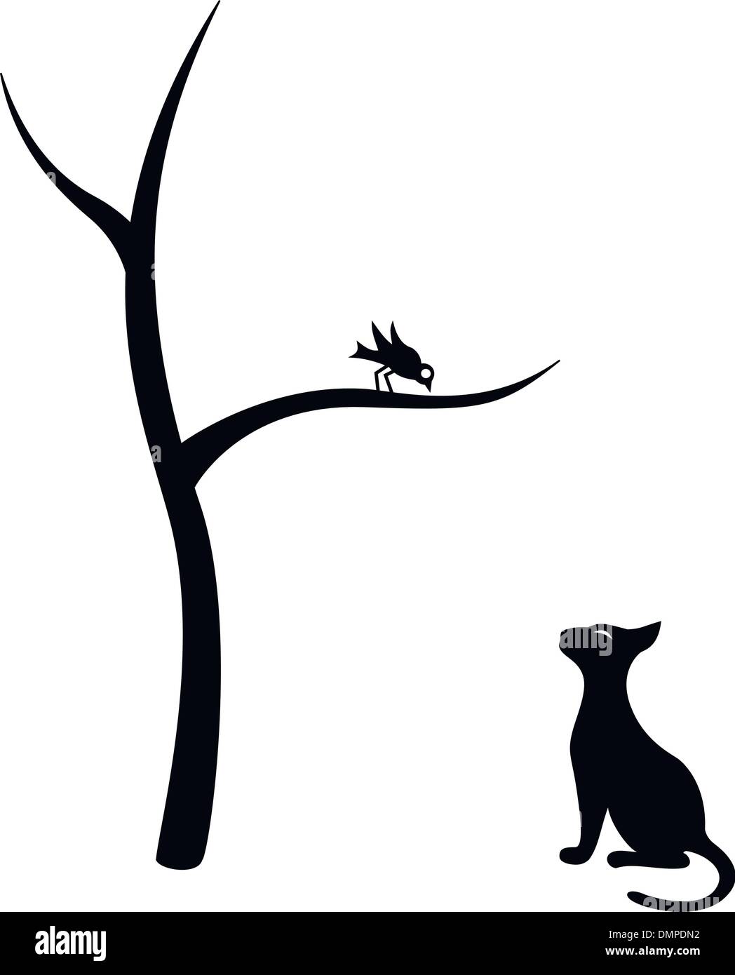Cat and bird Stock Vector Image & Art - Alamy