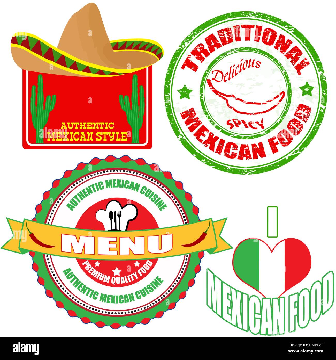 Set of authentic mexican food stamp and labels Stock Vector Image & Art ...